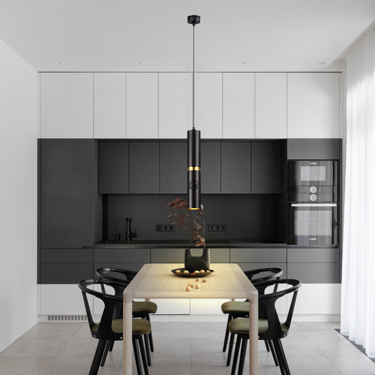 Tube pendant lights Modern kitchen GU10 black gold chandeliers